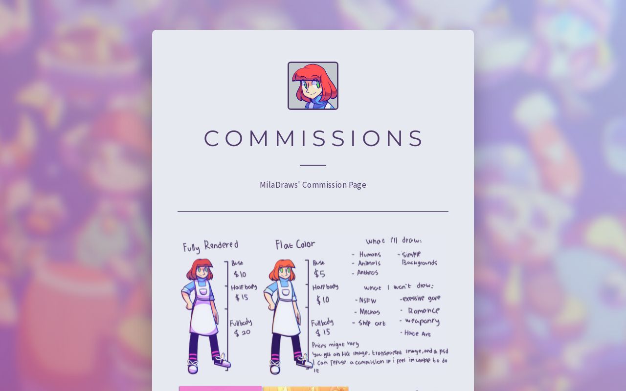 MilaDraws' Commission Page